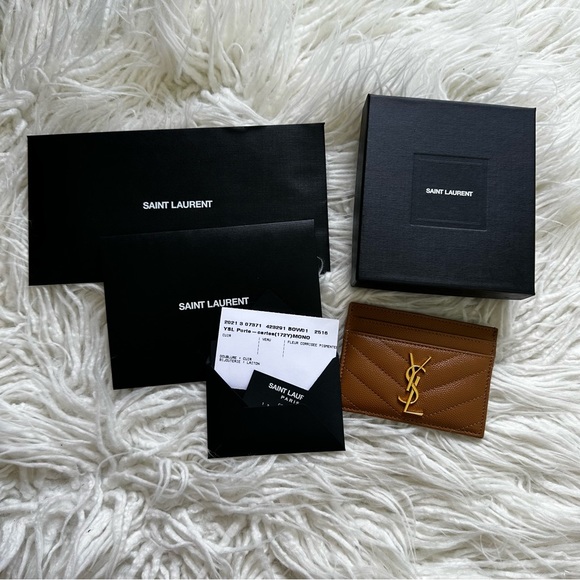 Yves Saint Laurent | Bags | Ysl Cassandre Matelass Card Case In Grain De Poudre Embossed Leather ...